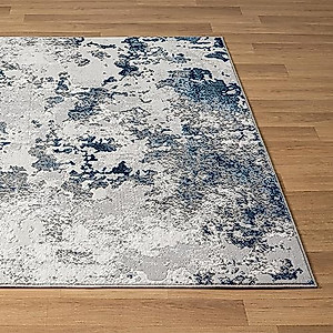 LUXE WEAVERS Modern Abstract High Low Texture Area Rug,Blue,5'X7'