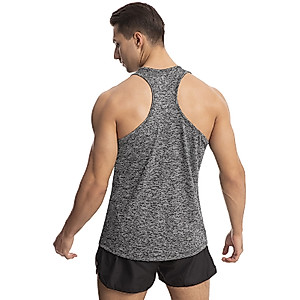 Vislivin Workout Tank Tops for Men Quick Dry Y-Back Tanks Bodybuilding Sleeveless Shirts-4 Packs Black/Grey/Navy Blue/Wine Red L