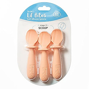 Kiinde Silicone Baby Spoons | Set of 3 Toddler Utensils for Teething & Baby Led Weaning | Developmental Meal Set of Non-Toxic Self Feeding Baby Utensils & Spoons | For Kids Ages 0-12 Months & Beyond