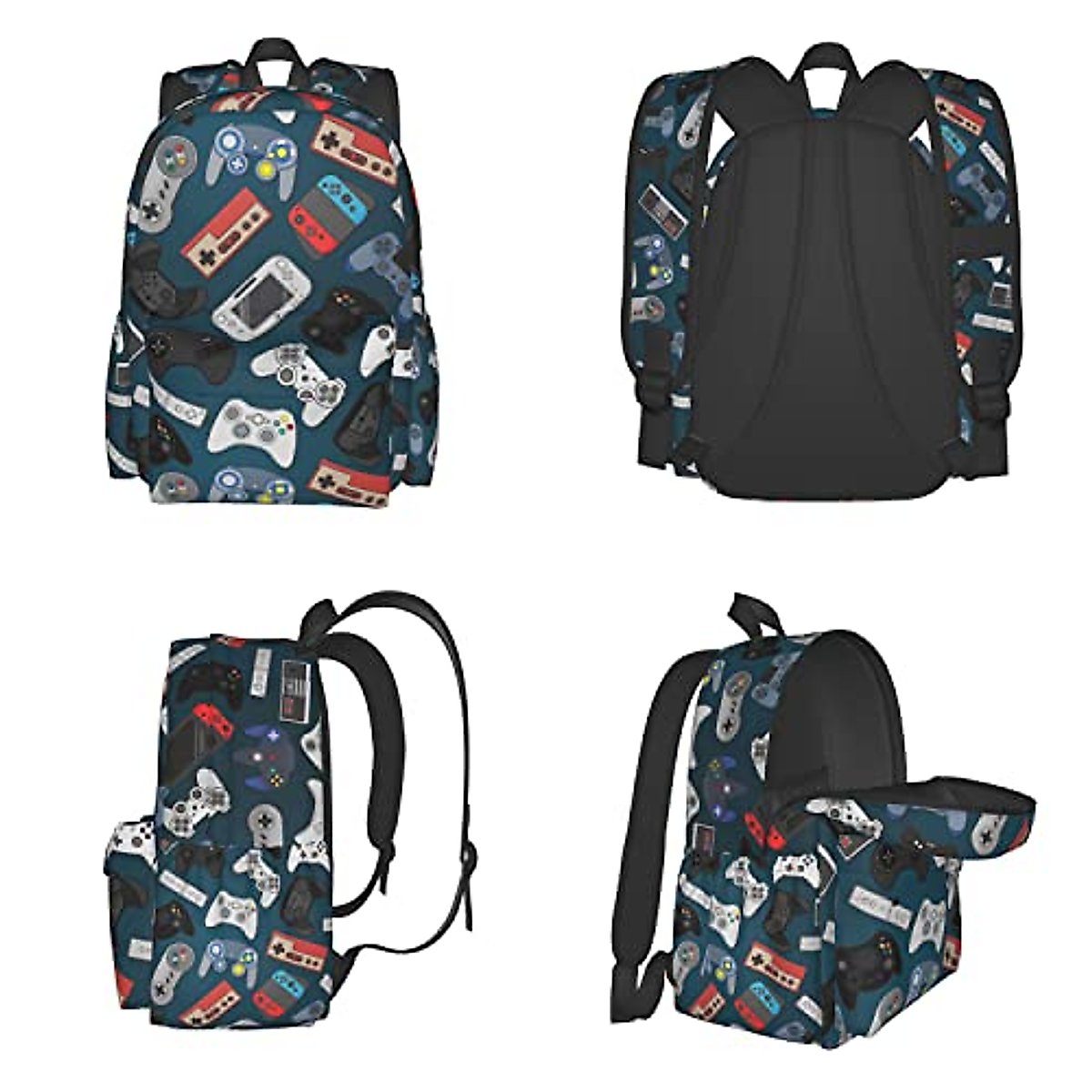Oplp Video Game Controller Background Large Capacity Backpack Lunch Bag Pencil Case Combination 3 Piece Set