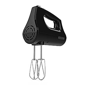 BLACK+DECKER 5-Speed Versatile Hand Mixer with 5 Attachments & Storage Case, with Turbo Boost Button, Easy Eject Feature, Black