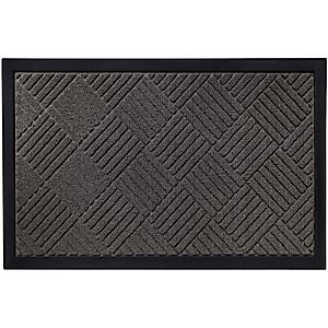 Gorilla Grip All-Season WeatherMax Doormat, Durable Natural Rubber, Stain and Fade Resistant, Low Profile, Indoor Outdoor Door Mats, Easy Clean Patio Entrance Mat, 17x29, Gray Diamond