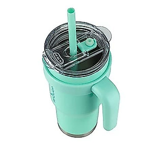 REDUCE 40 oz Mug Tumbler, Stainless Steel with Handle - BPA Free - (Red and White)