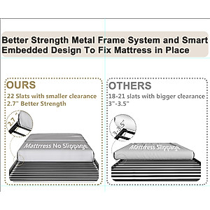 HXERY Bunk Bed Twin Over Twin, 54" Inch Metal Floor Bunk Bed with 11" Guardrails and Convertible Side Ladder. Black