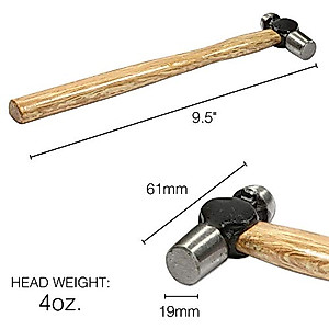 The Beadsmith Vintaj Ball Pein Hammer, 9.5 Inches, 61-Millimeter Steel Head and Wood Handle, 4-Ounce Jewelry-Making Tool