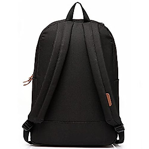 VASCHY School backpack, Lightweight Casual Classic Water-resistant School Rucksack Travel Backpack 15 inch Laptop Black