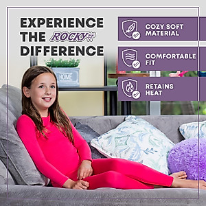 Rocky Thermal Underwear For Girls (Long Johns Thermals Set) Shirt & Pants, Base Layer w/Leggings/Bottoms Ski/Extreme Cold (Black - Small)