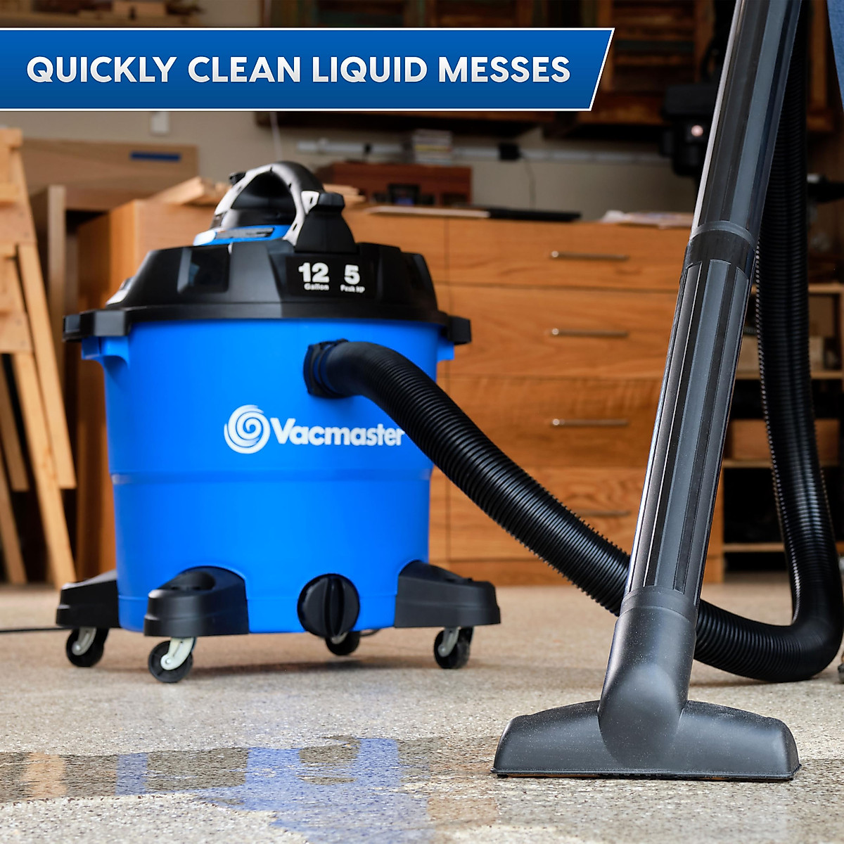 Vacmaster Blue Line 12-Gallon* 5 Peak HP† Wet/Dry Vacuum with Detachable Blower VBV1210