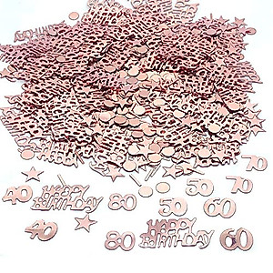 YouU Happy Birthday Party Table Confetti - Twinkle Stars Foil Metallic Sequins Confetti and Special Events Table Scatters Decorations Confetti Decorations about 700pcs（Rose gold） (80 years old)