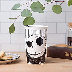 Silver Buffalo Disney Nightmare Before Christmas Jack with Bones Ceramic Travel Mug, 10 Ounces