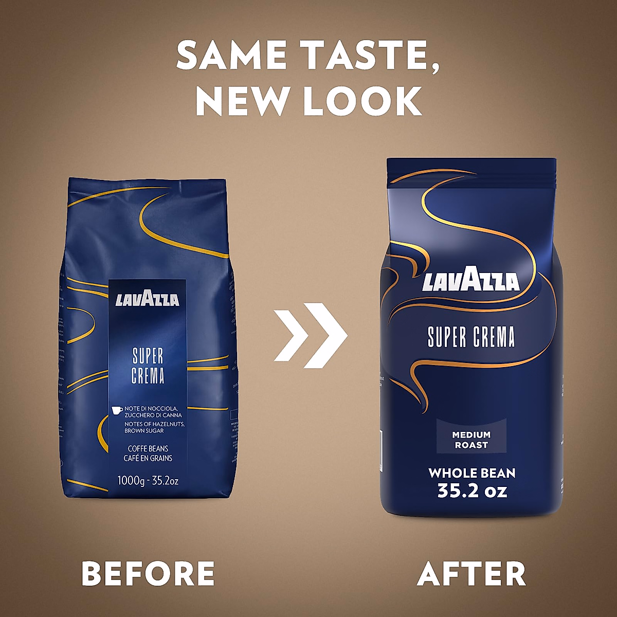 Lavazza Super Crema Whole Bean Coffee Blend, light-Medium Espresso Roast, 2.2 Pound (Pack of 1) ,Premium Quality, Aromatic, Mild and creamy