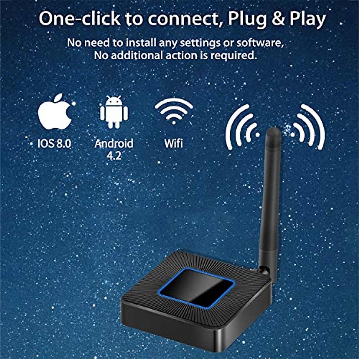 HPDFCU Wireless HDMI Display Adapter Dongle, Support 4K/60Hz, Support 2.4/5GHz Player Streaming DLNA Transmit Video/Audio from Android/iOS, Windows and MacOS to TV/Projector