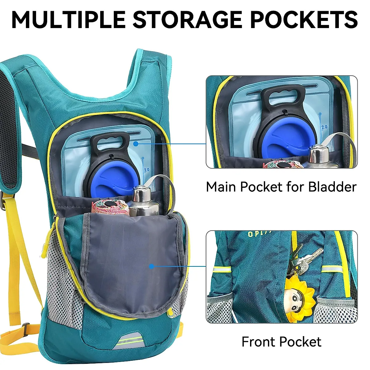 Hydration Pack,Hydration Backpack with 2L Hydration Bladder Lightweight Running Water Backpack for Women Men Kids (Dark Green)