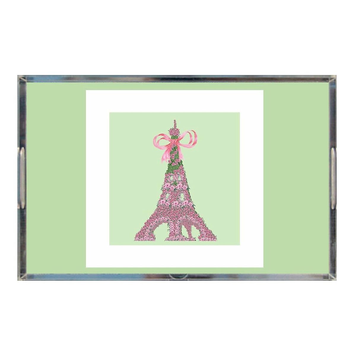 Acrylic Serving Tray ; Green Eiffel Tower Acrylic Serving Tray ; Paris Acrylic Vanity Tray ; Decorative Trays for the Kithen and Bathroom