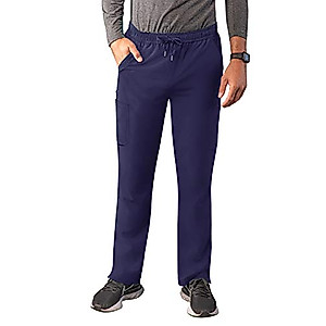 Adar Addition Scrubs for Men - Slim Leg Cargo Drawstring Scrub Pants - A6106 - Navy - M
