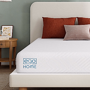 EGO White 8 Inch Queen Memory Foam Mattress, Gel Green Tea Mattress Bed in a Box, CertiPUR-US Certified, Double Mattress, 60"x80", Medium Firm