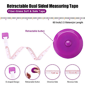 Measuring Tape, Fabric Small Tape Measure Retractable, 60 Inch Sewing Tape Measure for Craft Nursing Medical Travel(3 Pack/Pink Purple Sky Blue)