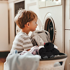 Baby Booties 6-12 Months Unisex Cozy Fleece Newborn Booties Non-Slip Newborn First Walkers Shoes Toddler Slippers for Baby Boys & Baby Girls Gifts, Black
