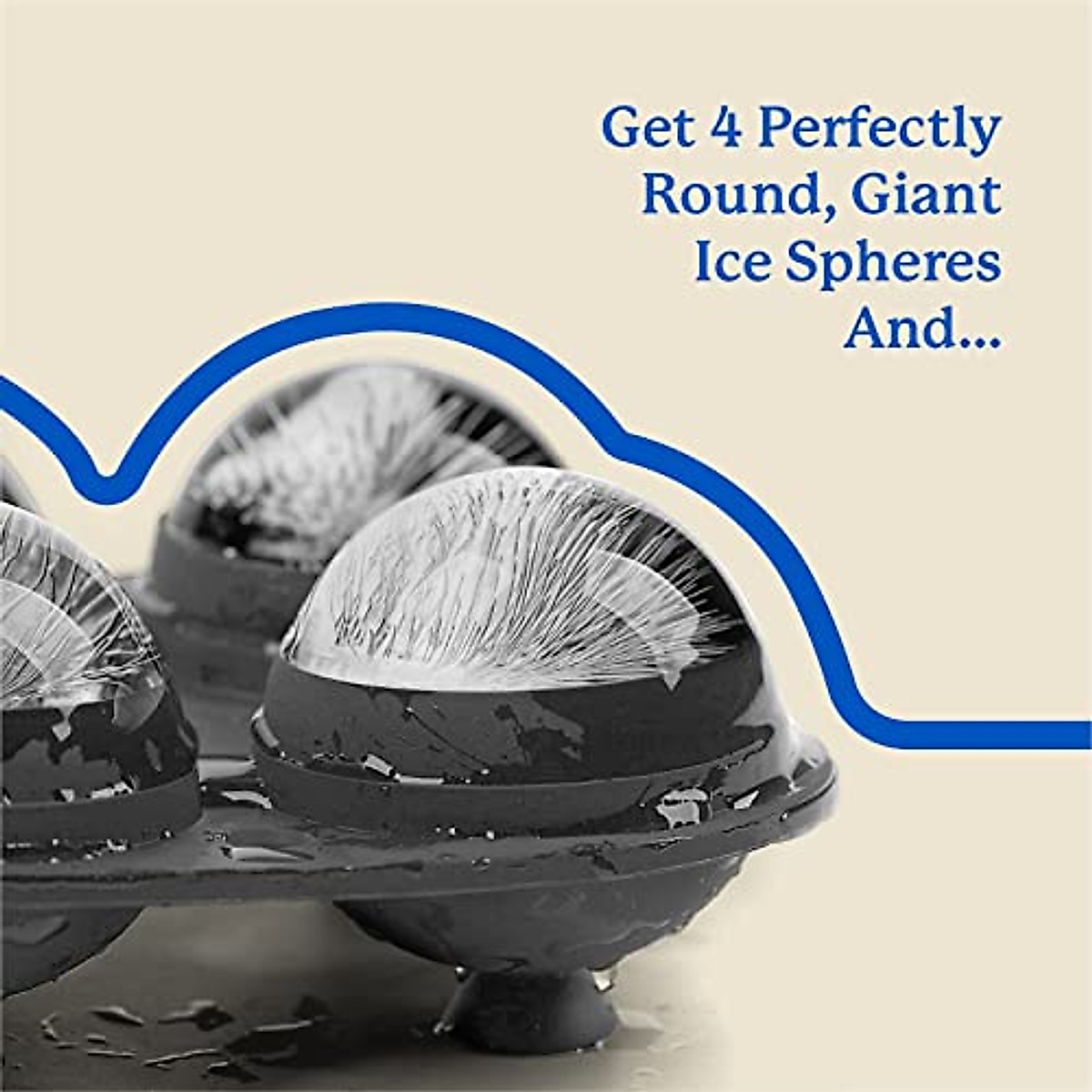 Samuelworld Large Silicone Premium Ice Trays, 2-Pack Combo, 2 Inches Big Cubes & 2.5 Inches Sphere Ice Molds - BPA Free, Craft Ice Maker for Gifting, Whiskey, Cocktails, Easy Release - Gray