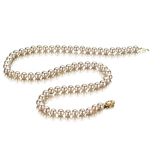 White 5.5-6mm AAA Quality Freshwater Cultured Pearl Necklace for Women-23 in Matinee Length