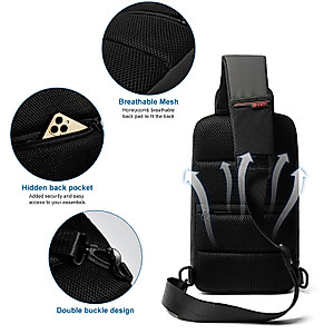 VALUEQLO Anti Theft Sling Bag, Waterproof Sling Crossbody Backpack Chest Bag with USB Charging Port, Casual Daypack Shoulder Bag for Men Women, Black