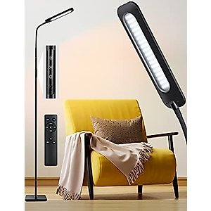 ALongDeng LED Floor Lamp, Dimmable Floor Lamps with Remote, Adjustable 3000K-6500K Colors & 5 Brightness Levels Standing Lamp, Adjustable Height Flexible Gooseneck, for Living Room, Bedroom, Office