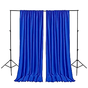Hiasan Neon Blue Screen Backdrop Curtains for Parties, Polyester Photography Backdrop Drapes for Family Gatherings, Wedding Decorations, 5ftx10ft, Set of 2 Panels