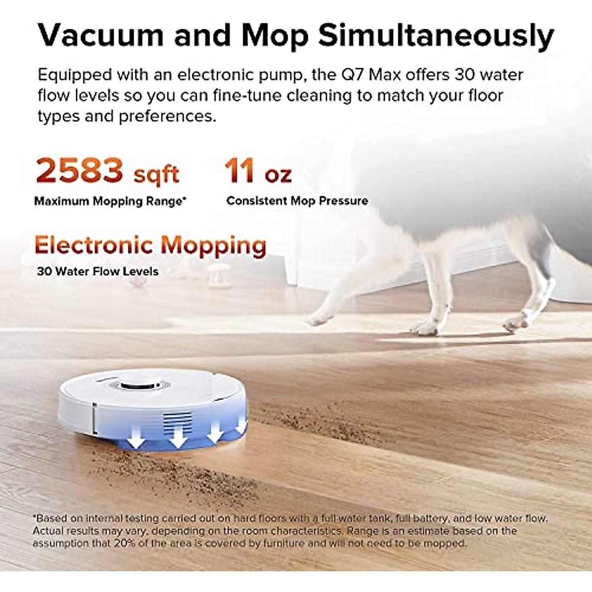 roborock Q7 Max Robot Vacuum and Mop Cleaner, 4200Pa Strong Suction, Lidar Navigation, Multi-Level Mapping, No-Go&No-Mop Zones, 180mins Runtime, Works with Alexa, Perfect for Pet Hair(White)
