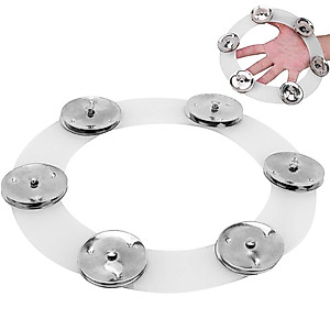 Drum Cymbals Hi Hat Tambourine Stainless Steel and Rubber Hi Hat Tambourine with Two Color for Drum Set Performance(Silver)