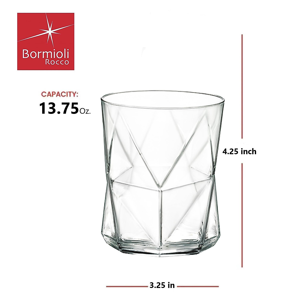 Bormioli Rocco Cassiopea Double Old Fashioned Glass, Set of 4