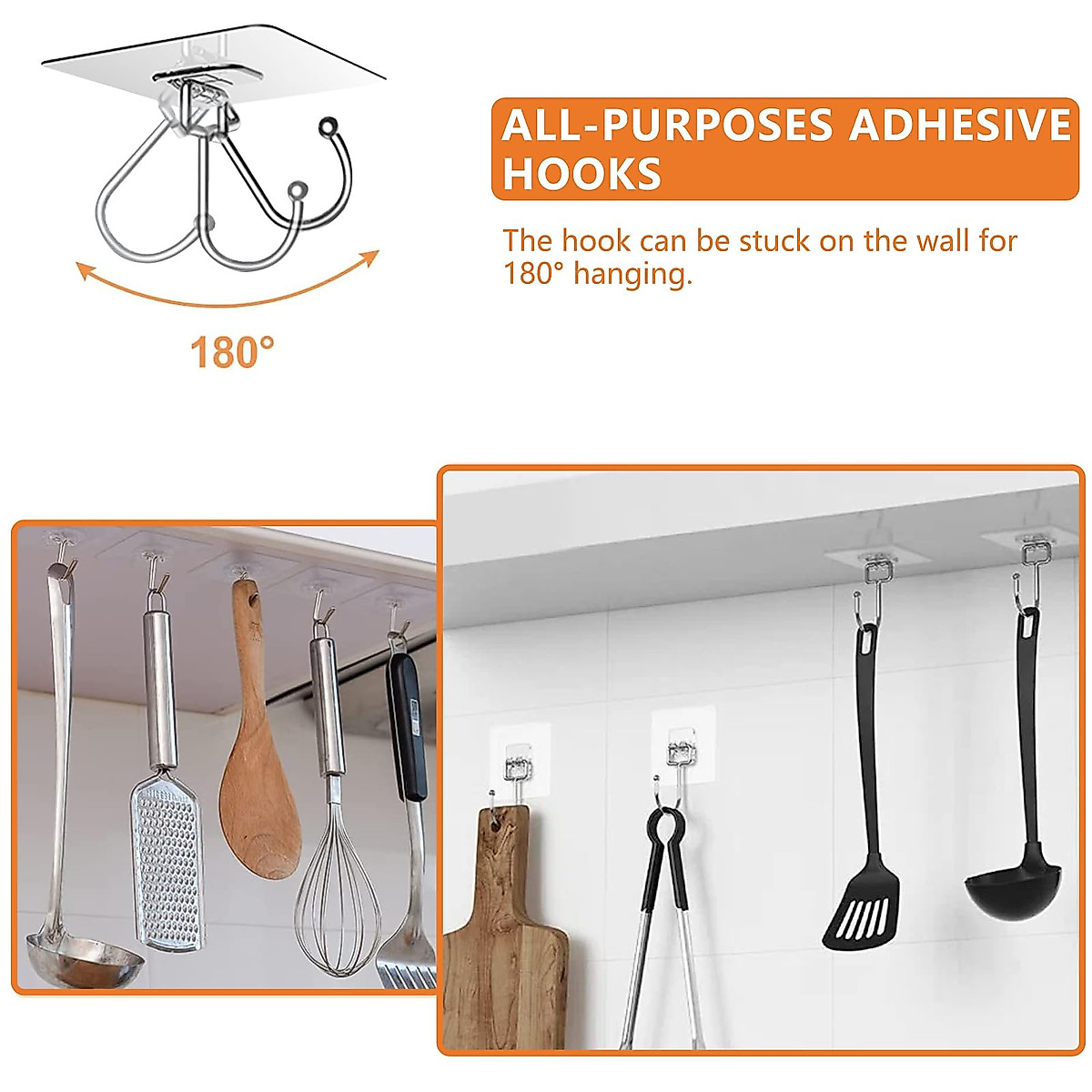 Furnibear Adhesive Hooks for Hanging 33lbs Heavy Duty Towel Coat Hooks Waterproof Self Adhesive Wall Hooks for Bathroom Shower Kitchen Door Home Improvement Utility Hook