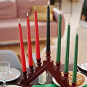 7 Pack Kwanzaa Taper Candles Set - 3 Red, 3 Green, 1 Black - Premium Quality Candles Handicapped Taper Candles, Dripless and Smokeless - Set of 7 (10 Inch, Kwanzaa)