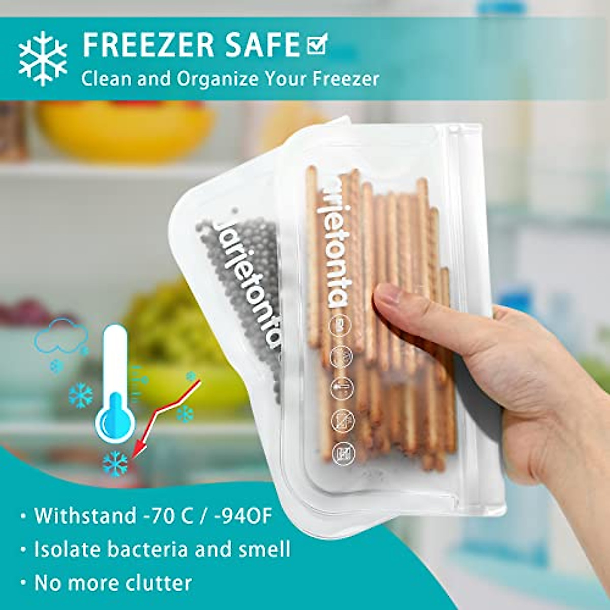 Reusable Storage Bags,10 Pack Reusable Food Container Bags Sets BPA Free Freezer Bags,2 Food Storage Gallon Bags,4 Leakproof Sandwich Bags and 4 Kids Snack Bags,Resealable Silicone for Meat Fruit