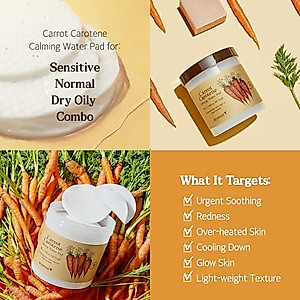 SKINFOOD Carrot Carotene Calming Water Pad 250g (8.81 oz.) 60 Sheets- Redness Relief Soothing Facial Toner Pads for Sensitive Skin