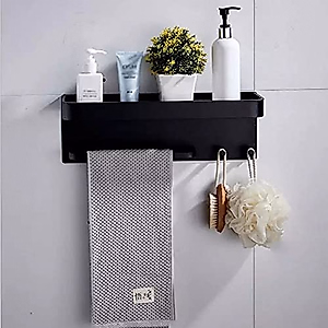 IRDFWH Bathroom Shelves Silver Aluminum Wall Mounted Black Kitchen Towel Rack Cup Holder Storage Racks Shampoo Holder Hardware (Color : Silver.)