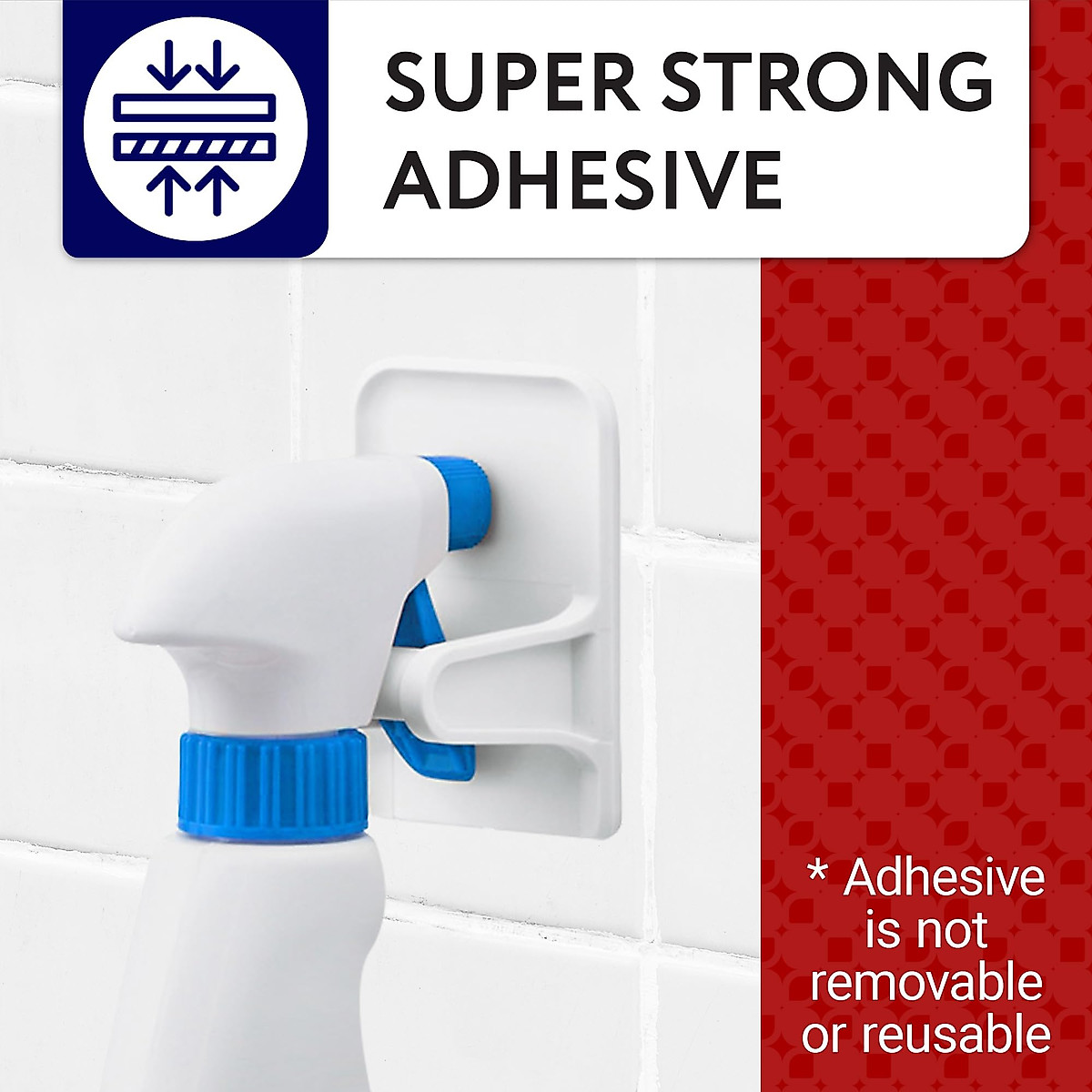 [6 Pack] Wall Mount Spray Bottle Holder to Create Storage Space - Easy to Install Spray Bottle Hanger - Strong Hold Spray Bottle Holder Wall Mount to a Variety of Surfaces - Spray Bottle Wall Holder