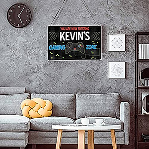 JZDKJN Personalized Gaming Zone Metal Sign, Game Room Sign, Video Game Decor, Gaming Gifts, Gamer Gifts, Teenage Boys Room Decor