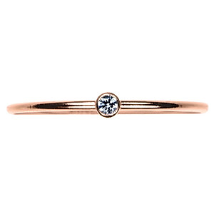 uGems 14K Rose Gold Filled 2mm White CZ Stacking Ring Size 8