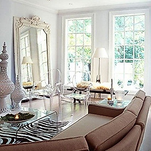 2xhome Set of Two (2) Clear - Louis Style Ghost Armchair Dining Room Chair - Lounge Arm Arms Armed Chairs Armchairs Accent Seat Higher Fine Modern Mid Century Designer