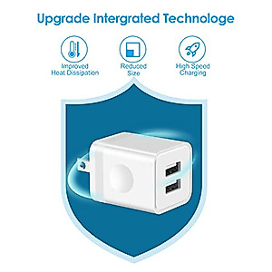 USB Wall Charger, KENHAO 3-Pack 2.1A/5V Dual Port USB Cube Power Adapter Charger Plug Charging Block Box Brick for iPhone 13 12 11 Pro Max XS XR X 8 7 6 Plus SE, iPad, Samsung, LG, Android Phones