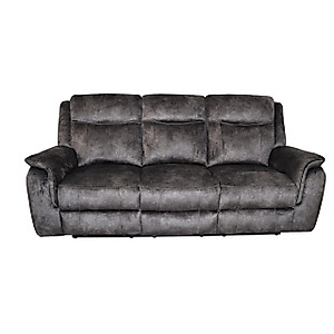 New Classic Furniture Park City Polyester Manual Sofa with Dual Recliner, Slate