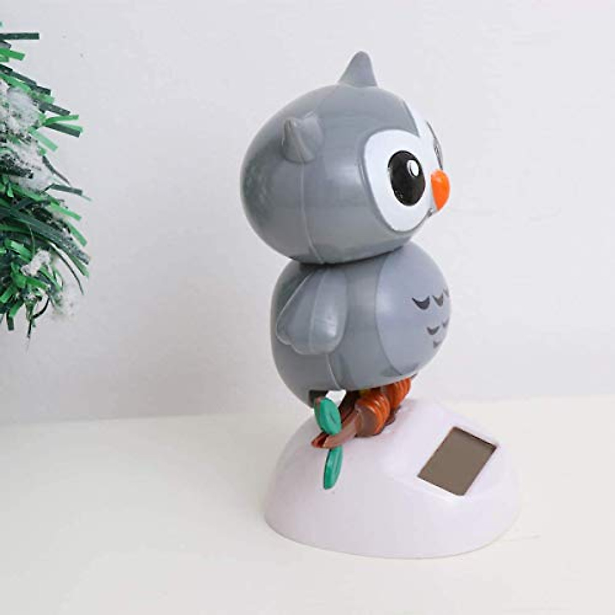 Solar Powered Toy Owl Dancing Toy Animal Shaking Head Car Ornament Dashboard Decoration Auto Accessories - Grey