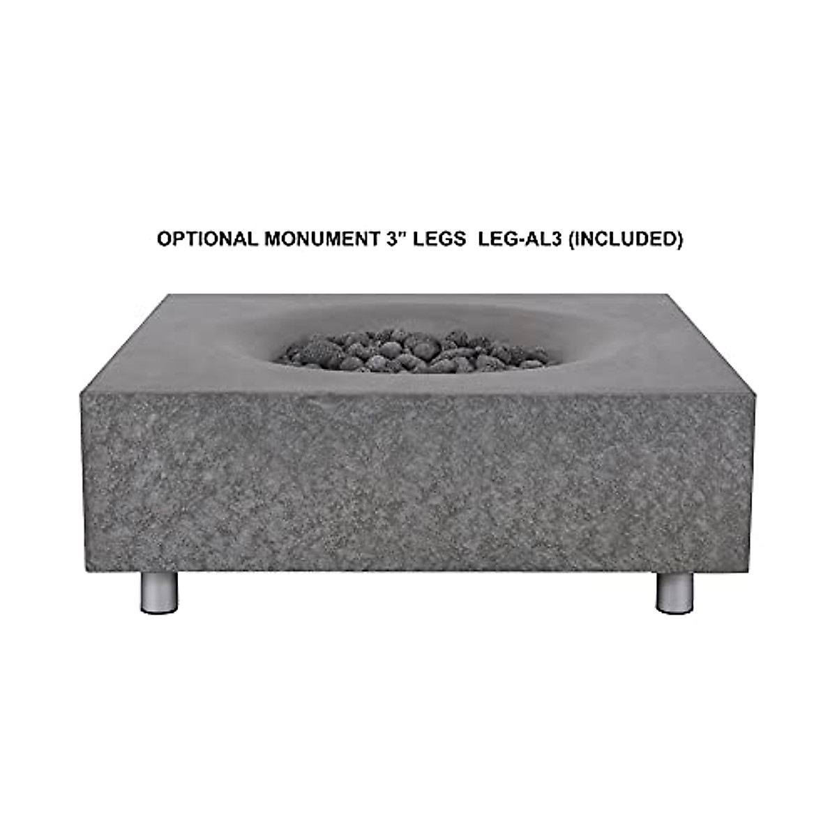 Pyromania Monument Outdoor Concrete Fire Pit Table, 41 x 41 Inches - Natural Gas Model in Charcoal Gray Color