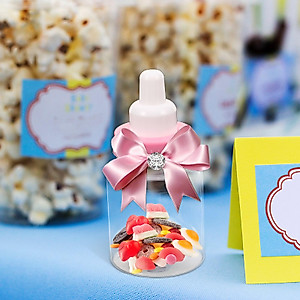 FOMIYES 12pcs Baby Bottles Mini Plastic Milk Bottle Adorable Baby Party Favors for Baby Shower Parties Games Decoration Pink