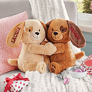 Let's Make Memories Personalized Hugging Plush Puppies - Valentines Day - for Couples - for Him - for Her - Amor - Te Amo - Puppy Love - Dog Stuffed Animal