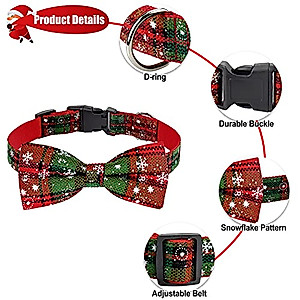 Malier Christmas Dog Bandana Collar Set Plaid Pattern Dog Scarf Triangle Bibs Kerchief Dog Collars for Cats Dogs Pets (Small, Green & Black)