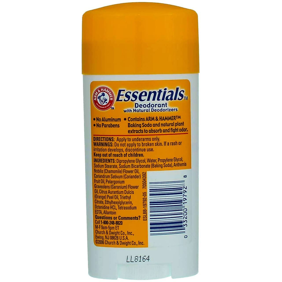 Arm & Hammer Essentials Natural Deodorant, Unscented, 2.5 Ounce (Pack of 4)