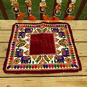 LOVENSPIRE Elephant Pooja Aasan Rug Velvet Prayer Mat Meditation Multipurpose Aasan for Ganesh Pooja Diwali Pooja Mandir and Festive Decor Diwali Decoration Housewarming Gift