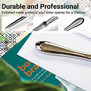 Uncommon Desks Silver Letter Opener Knife - Smooth Metal Plated Envelope Opener - Ergonomic Rounded Handle for Comfort - Home and Office Mail Supplies - 1 Pack