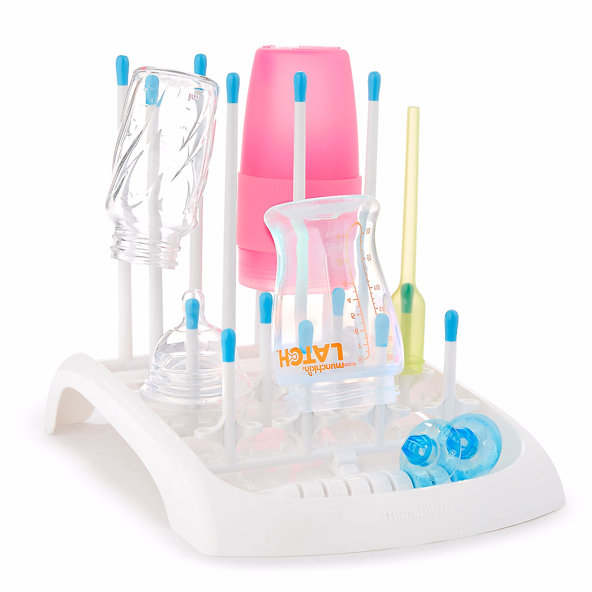 Munchkin® Baby Bottle and Sippy Cup Cleaning Set, Includes Countertop Drying Rack and Bristle Bottle Brush, Blue